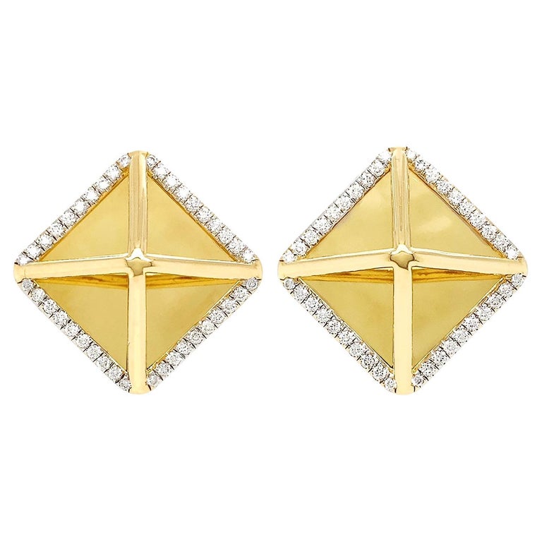 Large Pyramid Diamond Earrings For Sale at 1stDibs