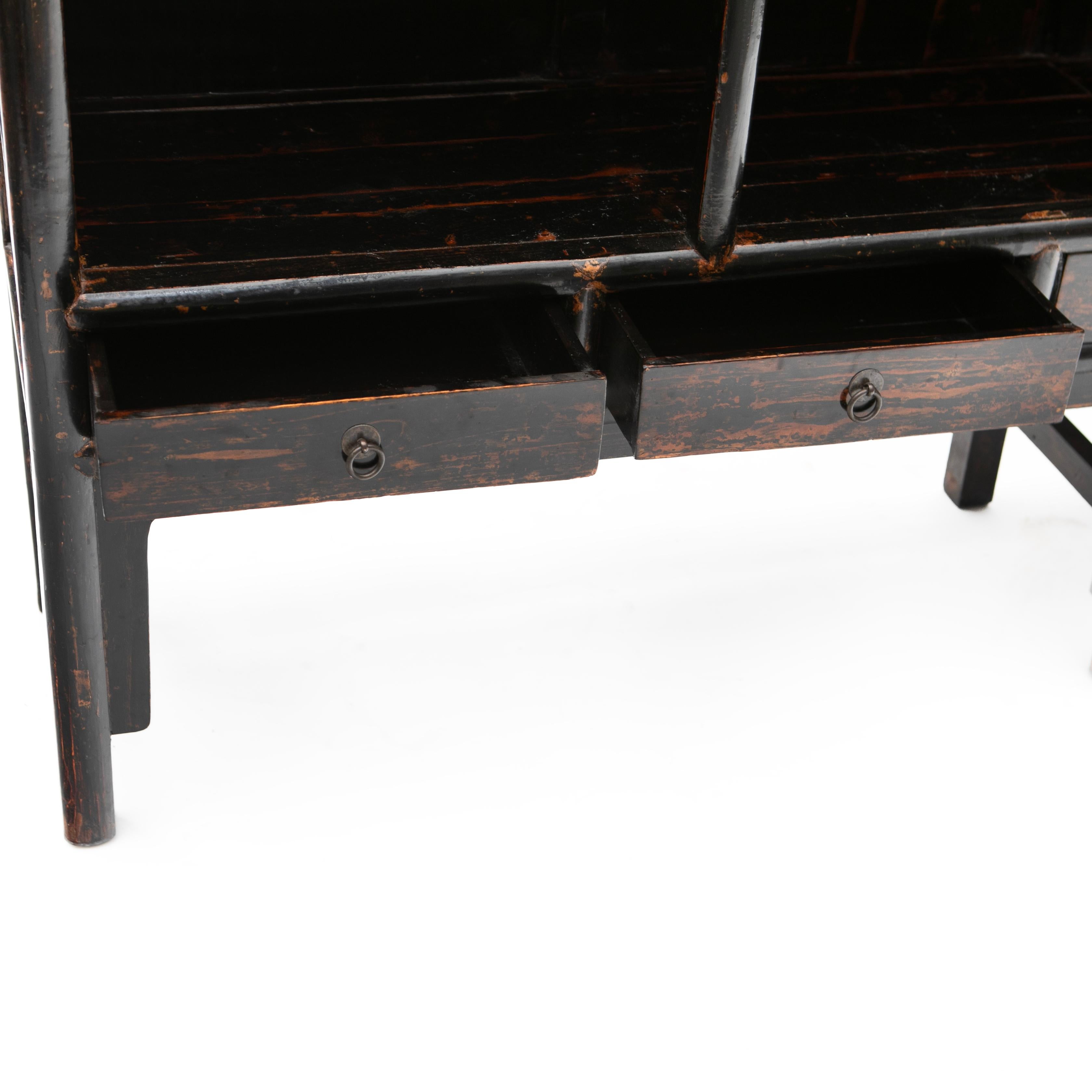 Large Qing Period Bookcase Original Black Lacquer For Sale at 1stDibs