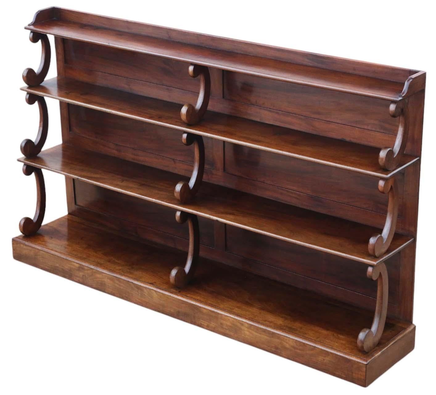 Large Quality 19th Century Antique Mahogany Waterfall Bookcase with ...