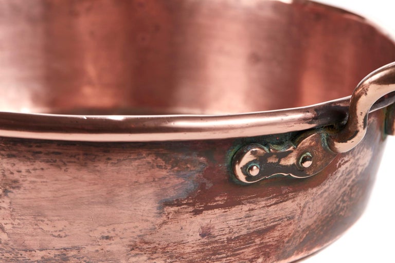 Large Quality Antique 2 Handled Copper Pan at 1stDibs