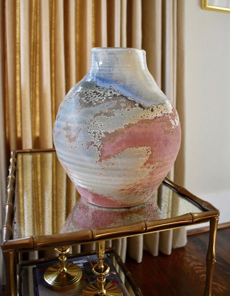 Large Raku Fired Abstract Pottery Vase by American Potter Tony Evans at ...