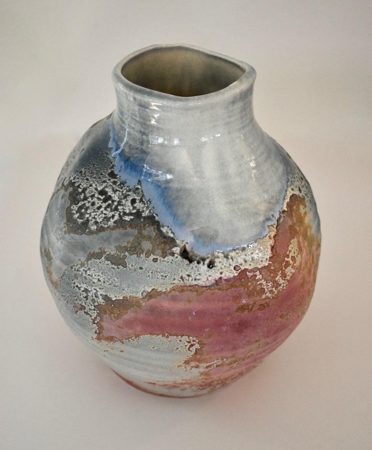 Large Raku Fired Abstract Pottery Vase by American Potter Tony Evans at ...