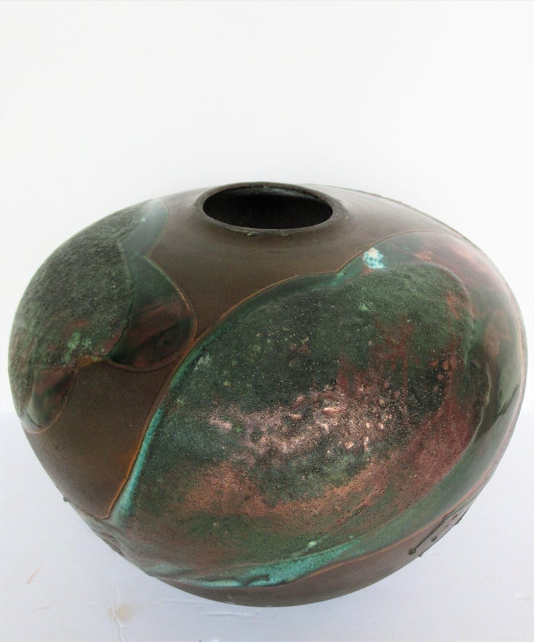 Tony Evans Large Raku Fired Pottery Vase at 1stDibs