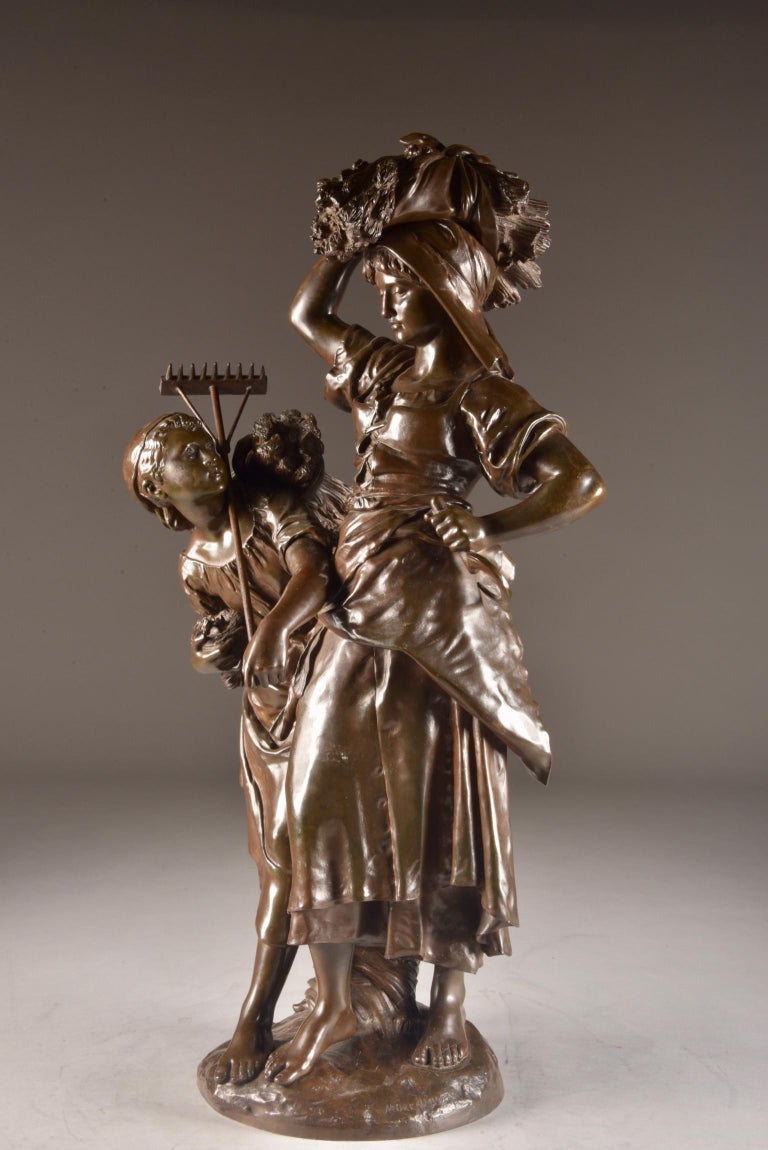 Large Rare French Bronze Sculpture, Mathurin Moreau and E. Collin, 1860 ...