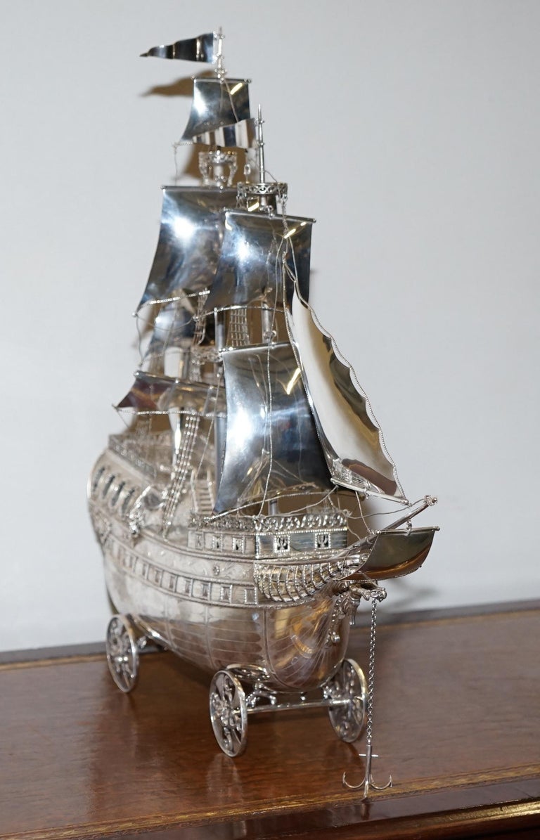 Large and Rare Solid 925 Silver Vintage NEF Ship Boat Import Marks for ...