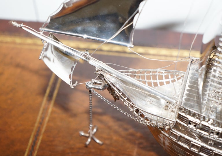 Large and Rare Solid 925 Silver Vintage NEF Ship Boat Import Marks for ...