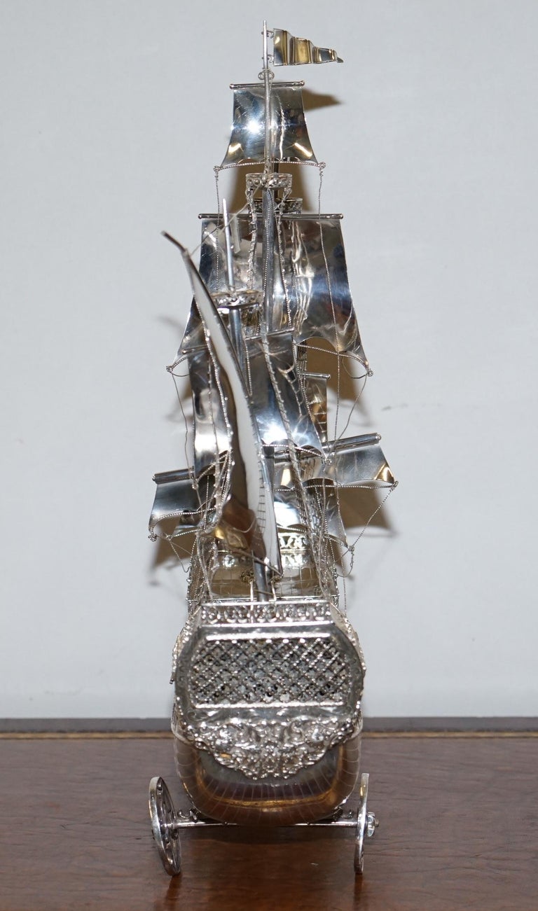 Large and Rare Solid 925 Silver Vintage NEF Ship Boat Import Marks for ...