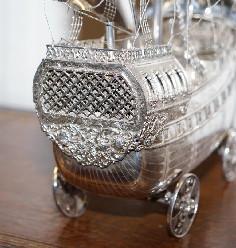 Large and Rare Solid 925 Silver Vintage NEF Ship Boat Import Marks for ...