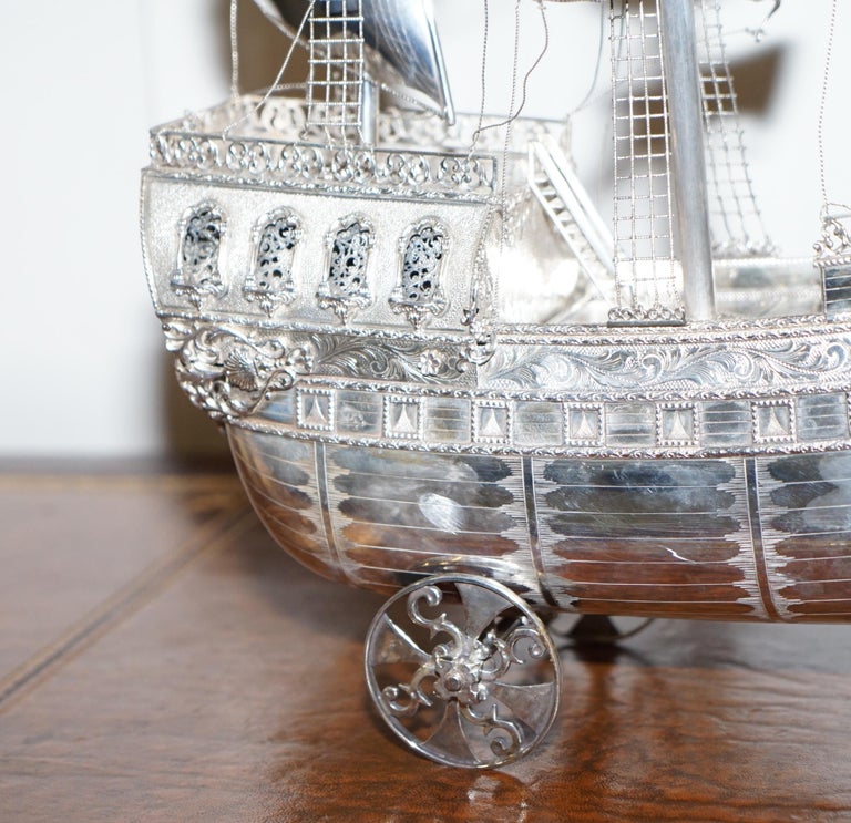 Large and Rare Solid 925 Silver Vintage NEF Ship Boat Import Marks for ...