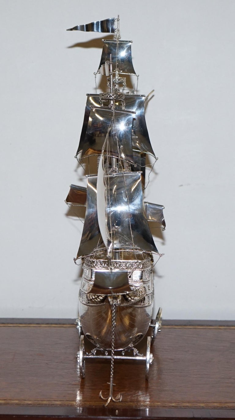 Large and Rare Solid 925 Silver Vintage NEF Ship Boat Import Marks for ...