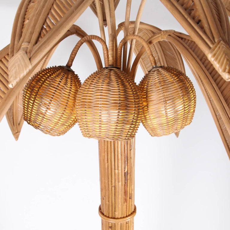 Large Rattan Coconut Tree / Palm Tree Floor Lamp For Sale at 1stDibs