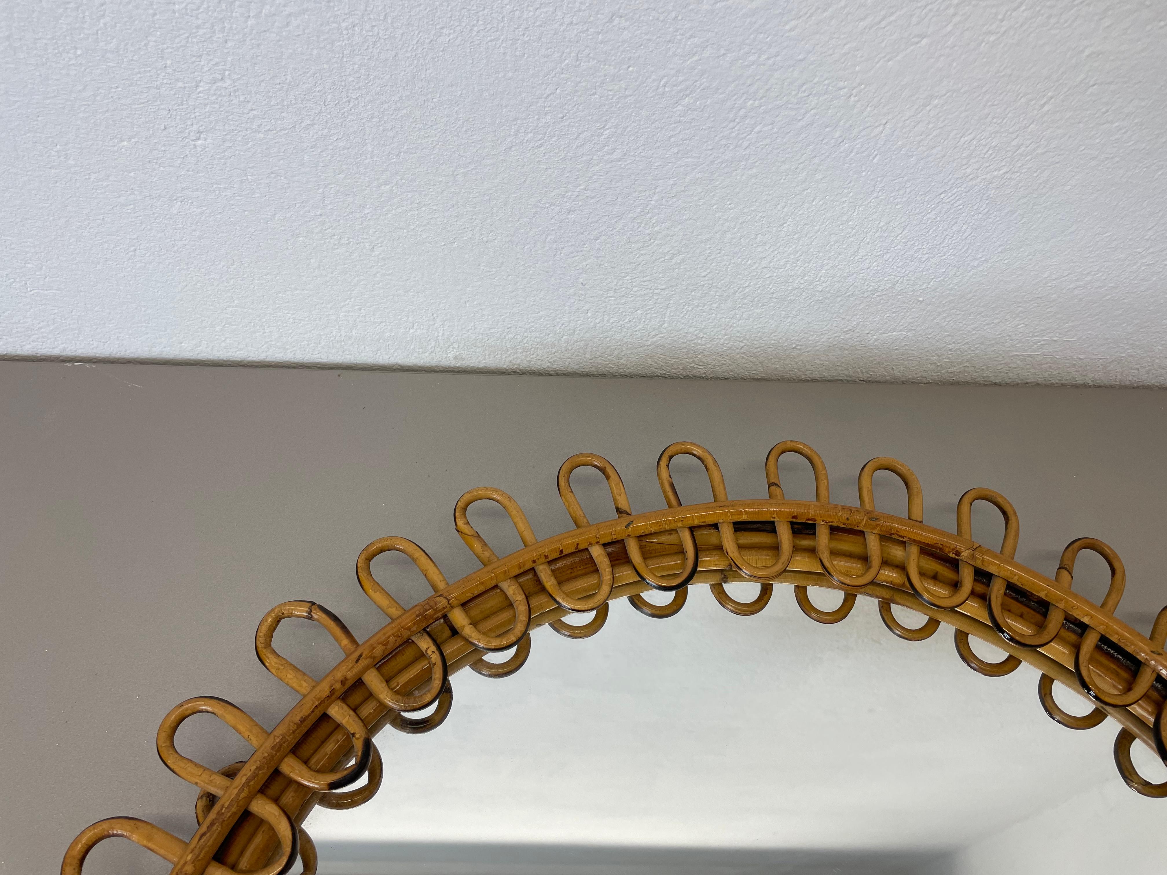 Large Rattan Rotin Wall Mirror, Italy, 1970s For Sale at 1stDibs