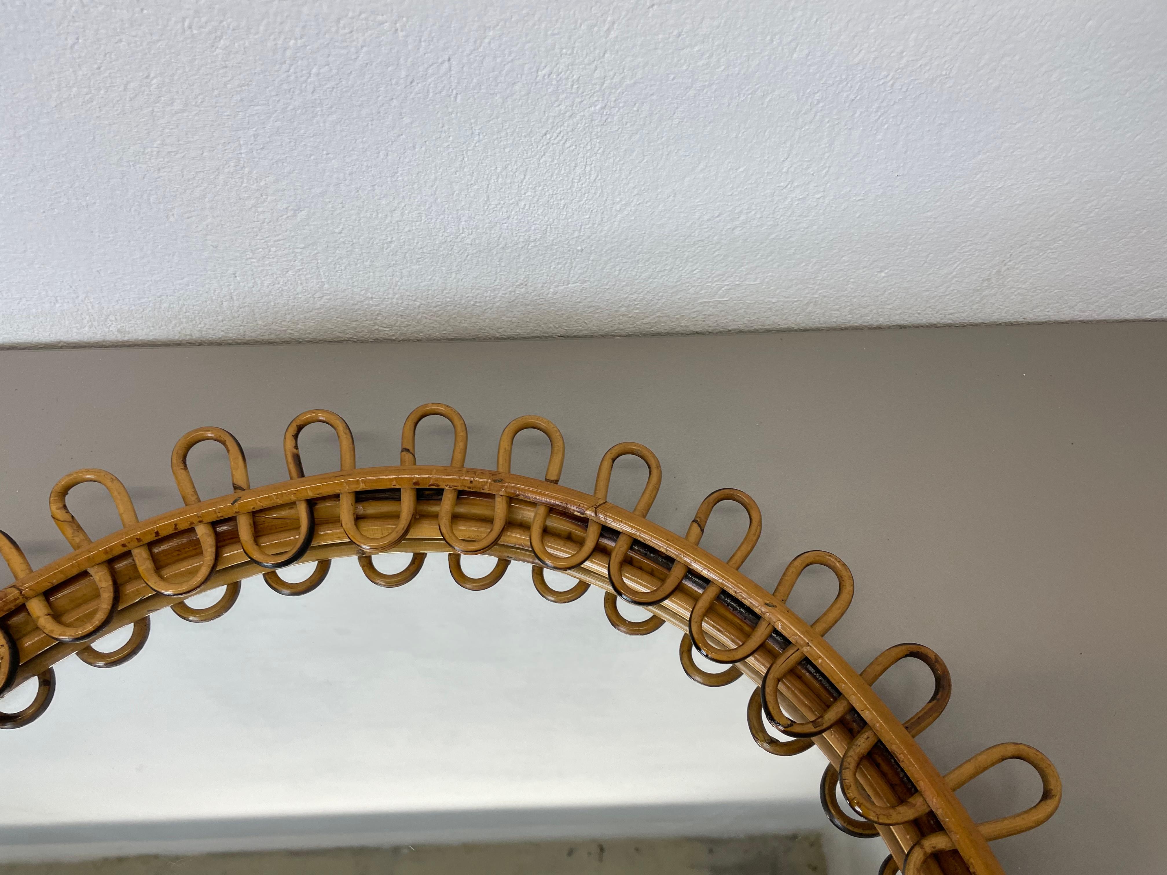 Large Rattan Rotin Wall Mirror, Italy, 1970s For Sale at 1stDibs