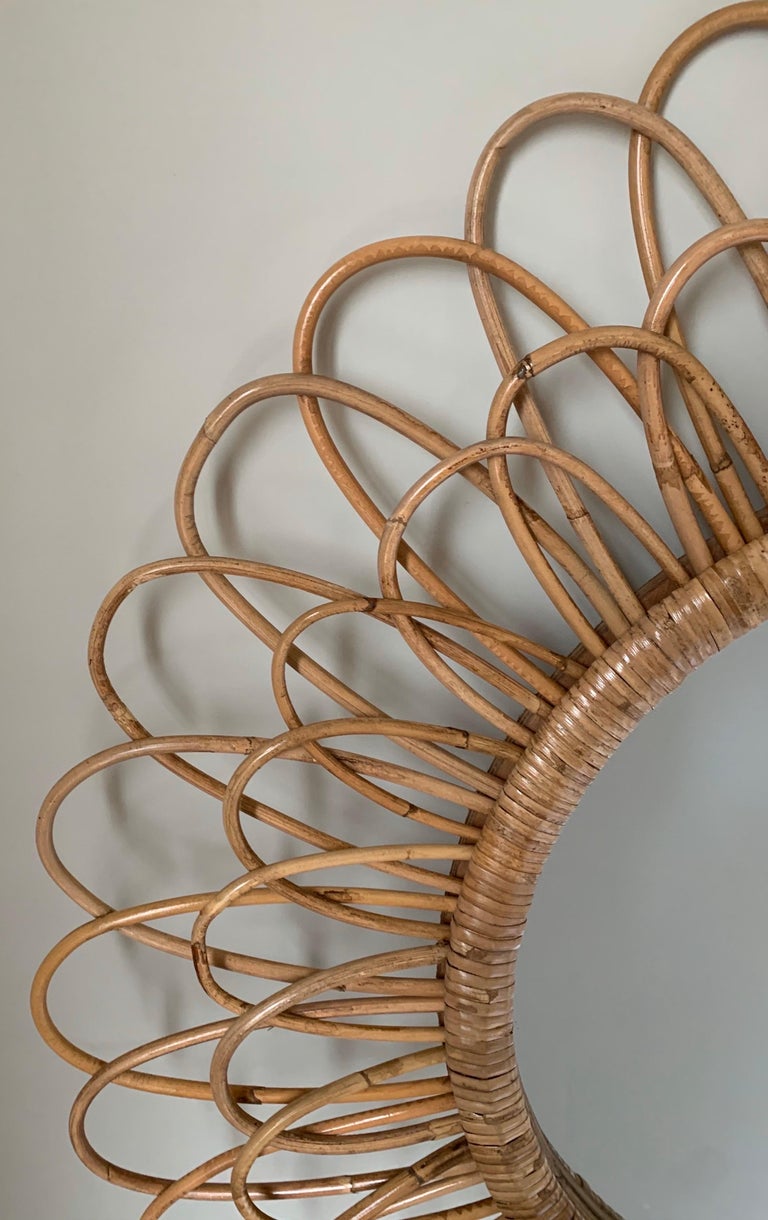 Woven Rattan Sunburst Round Mirror at 1stDibs | round wall mirror ...