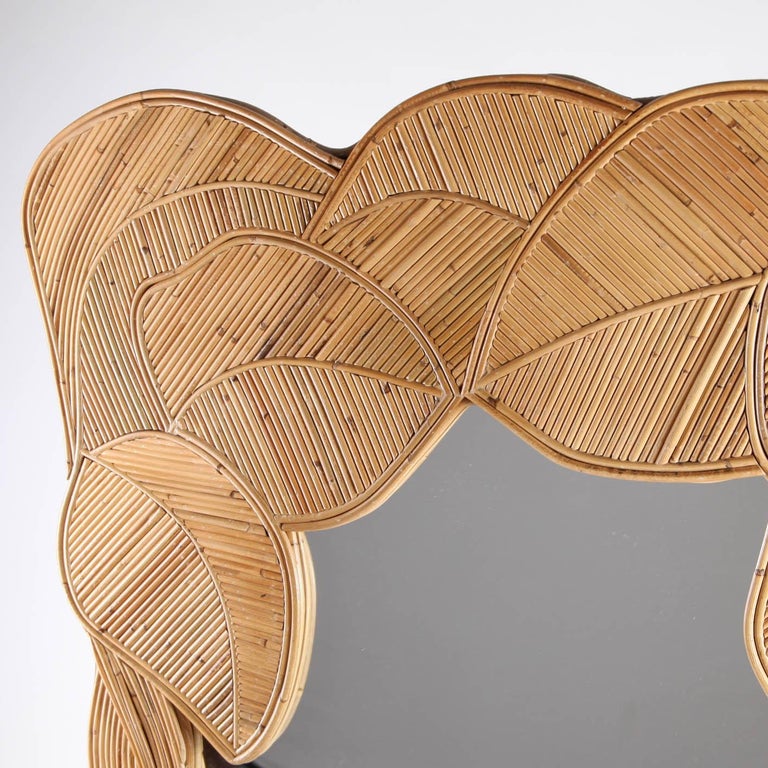 Large Rattan Wall Mirror For Sale at 1stDibs