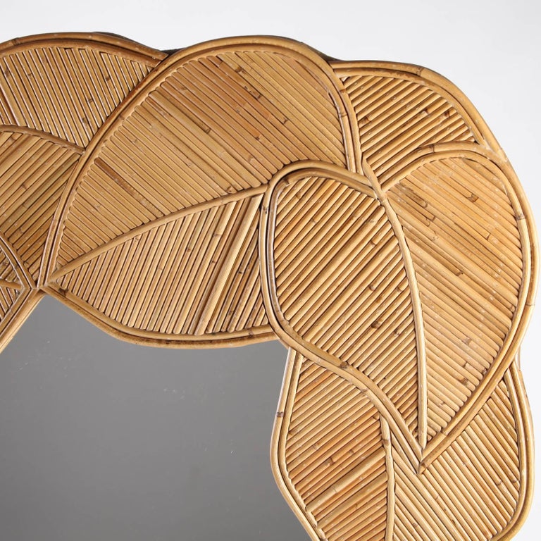 Large Rattan Wall Mirror For Sale at 1stDibs