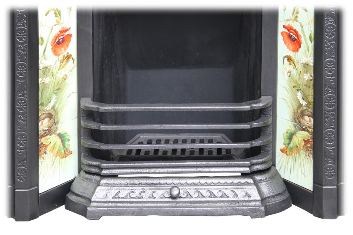 Large Reclaimed Victorian Cast Iron and Tiled Fireplace Insert at 1stDibs