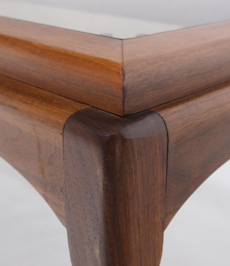 Large Rectangle 3 Smoked Glass Panes Top Solid Oiled Walnut Coffee ...