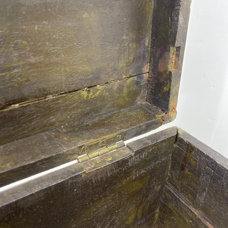 Large Rectangular Antique Wooden Campaign Box with Brass Hardware For ...