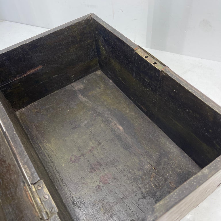 Large Rectangular Antique Wooden Campaign Box with Brass Hardware For ...