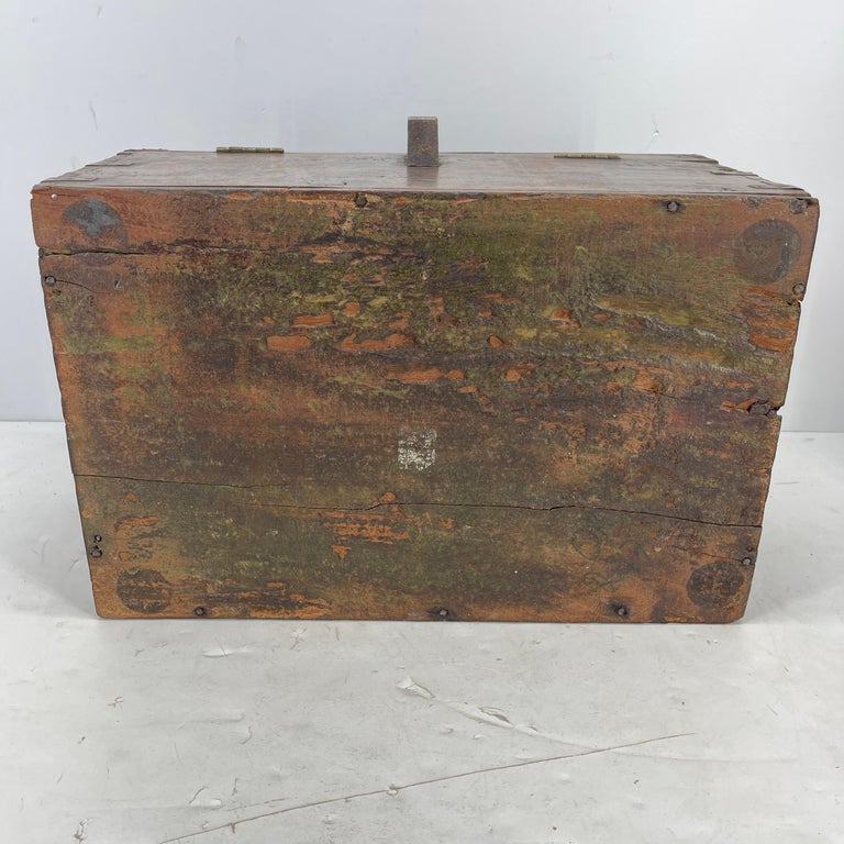 Large Rectangular Antique Wooden Campaign Box with Brass Hardware For ...