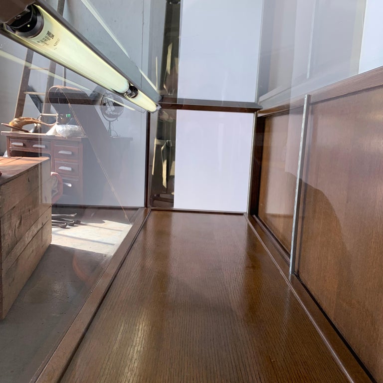 Large Rectangular Art Deco Style Oak and Glass Display Case Cabinet For ...