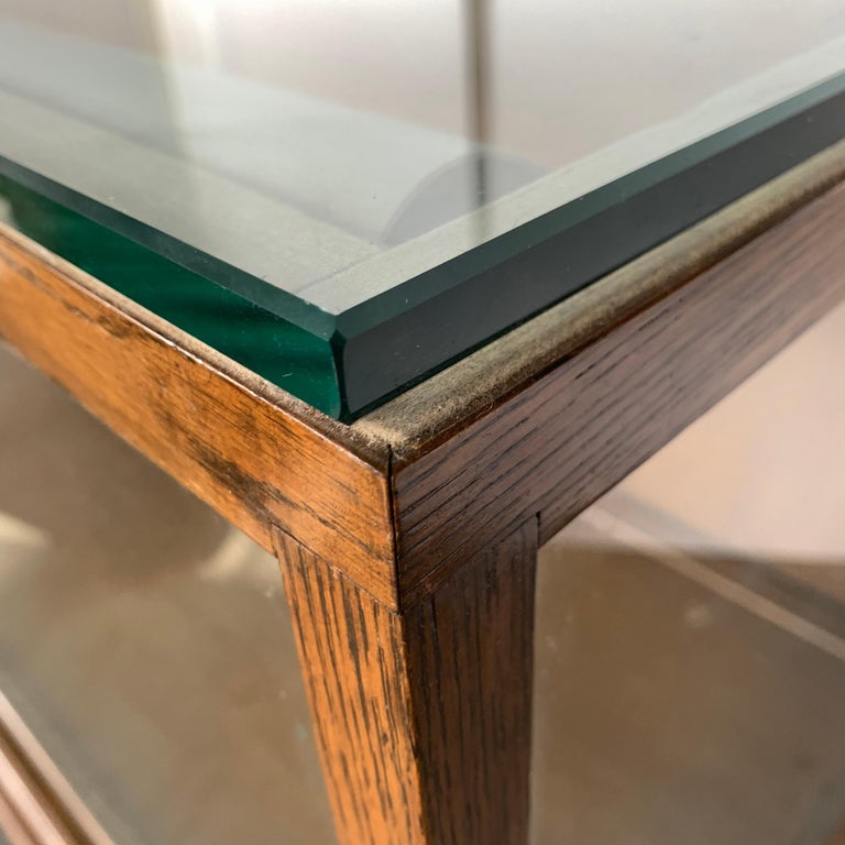 Large Rectangular Art Deco Style Oak and Glass Display Case Cabinet For ...