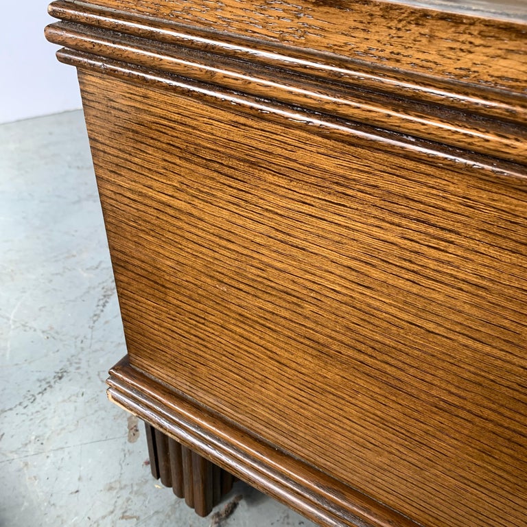 Large Rectangular Art Deco Style Oak and Glass Display Case Cabinet For ...