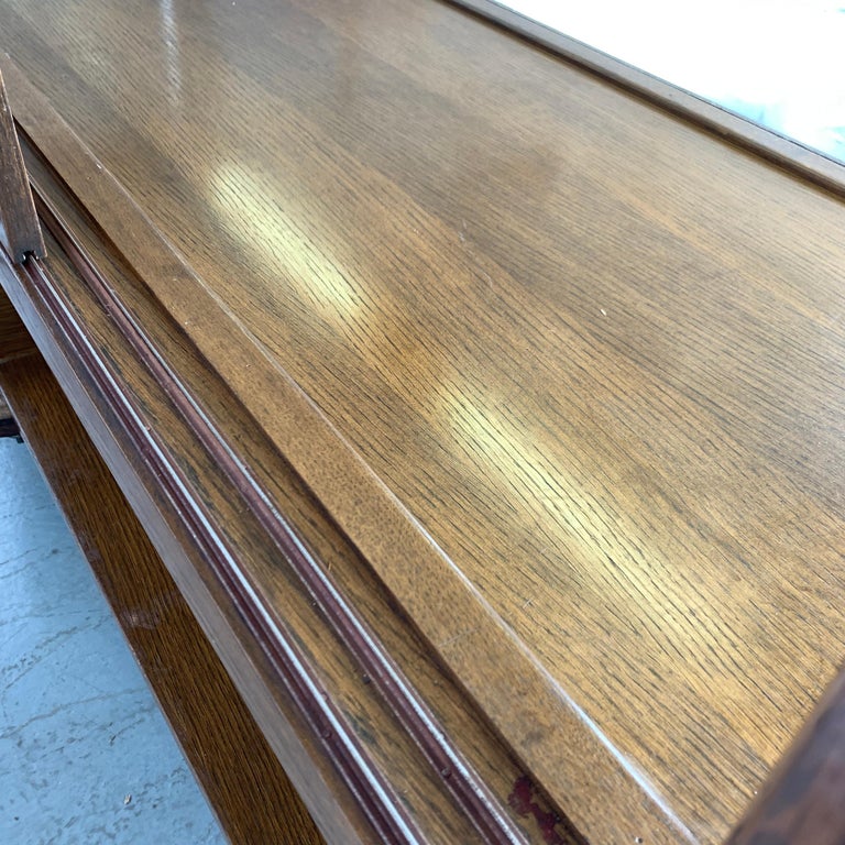 Large Rectangular Art Deco Style Oak and Glass Display Case Cabinet For ...