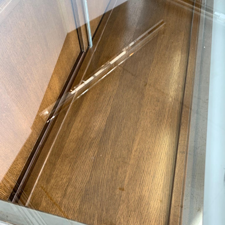 Large Rectangular Art Deco Style Oak and Glass Display Case Cabinet For ...