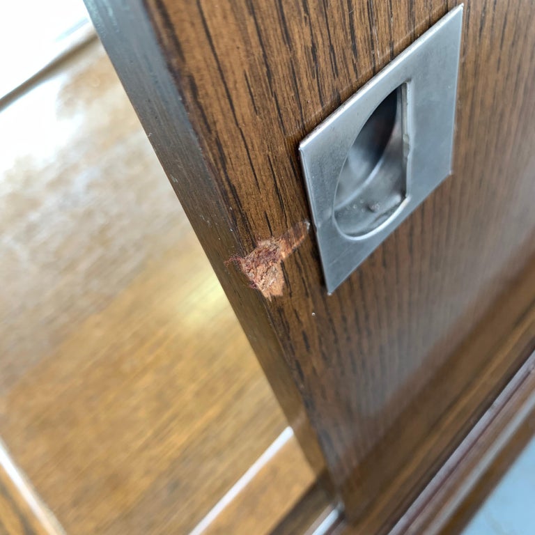 Large Rectangular Art Deco Style Oak and Glass Display Case Cabinet For ...