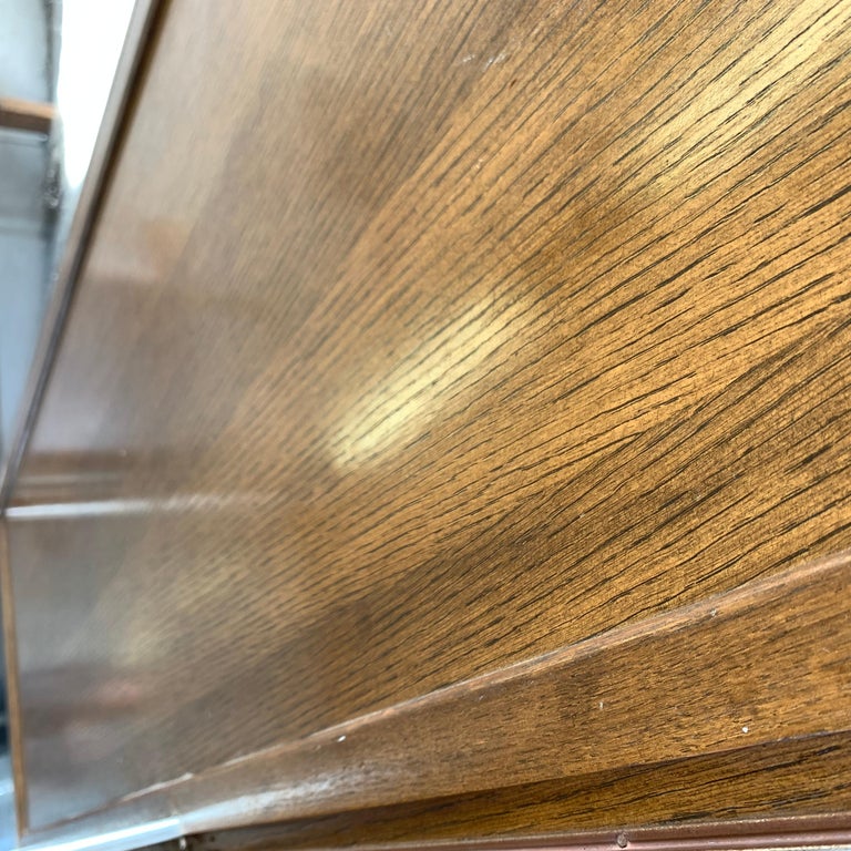 Large Rectangular Art Deco Style Oak and Glass Display Case Cabinet For ...