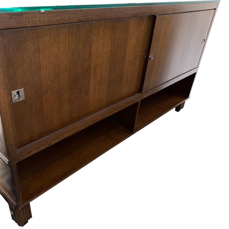 Large Rectangular Art Deco Style Oak and Glass Display Case Cabinet For ...