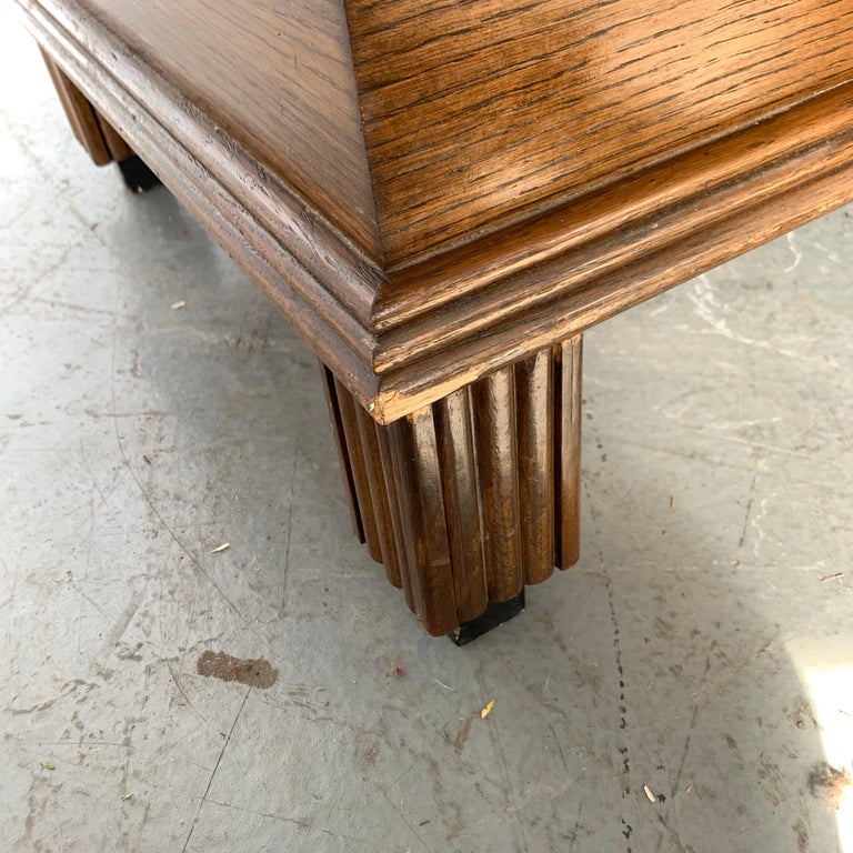 Large Rectangular Art Deco Style Oak and Glass Display Case Cabinet For ...