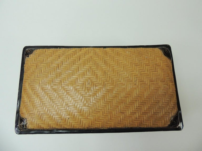 Large Rectangular Bamboo and Black Lacquered Asian Decorative Box at ...