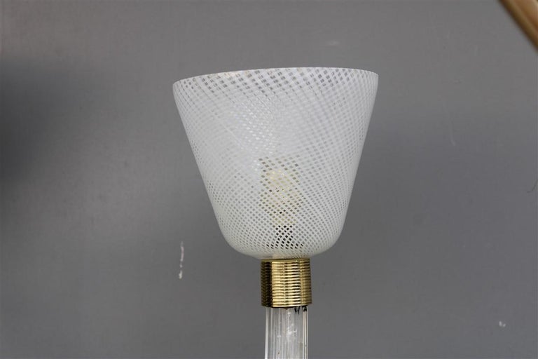 Large Rectangular Chandelier Venini Reticello 1940 Murano Glass Brass ...