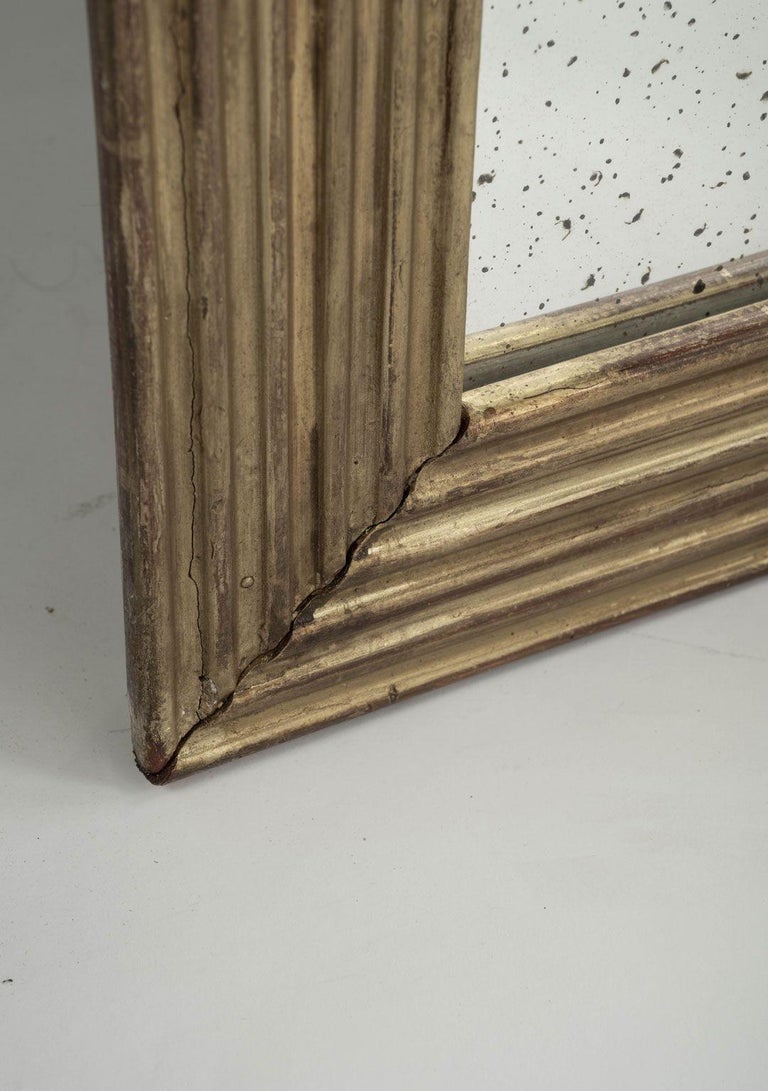 Large Rectangular French Fluted Giltwood Mirror For Sale at 1stDibs