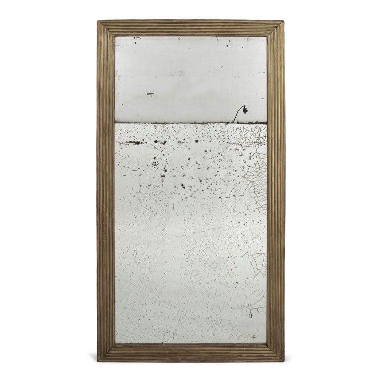 Large Rectangular French Fluted Giltwood Mirror For Sale at 1stDibs