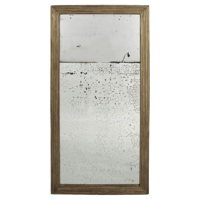 Large Rectangular French Fluted Giltwood Mirror For Sale at 1stDibs