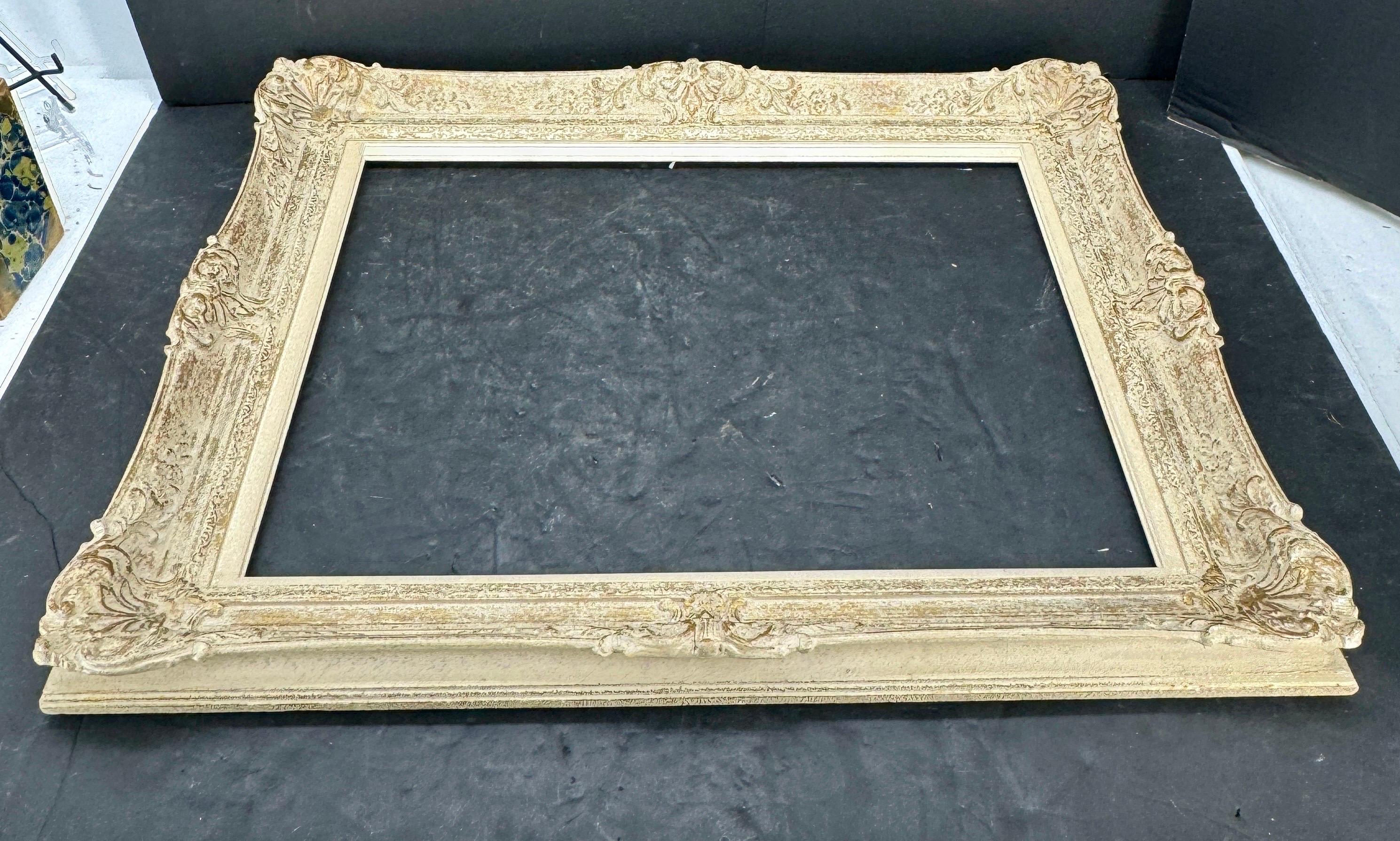 Large Rectangular French Painted Wood Gilt Art Frame For Sale at 1stDibs