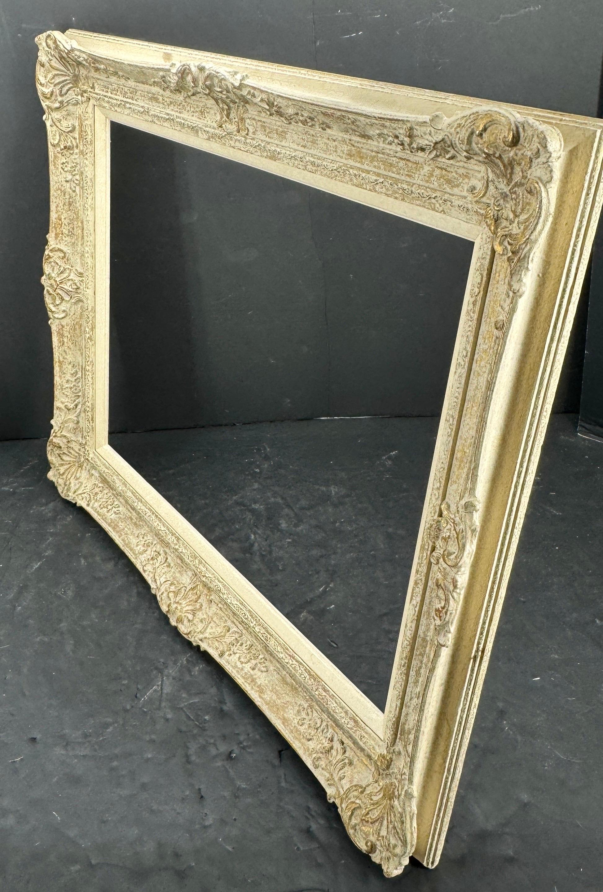 Large Rectangular French Painted Wood Gilt Art Frame For Sale at 1stDibs