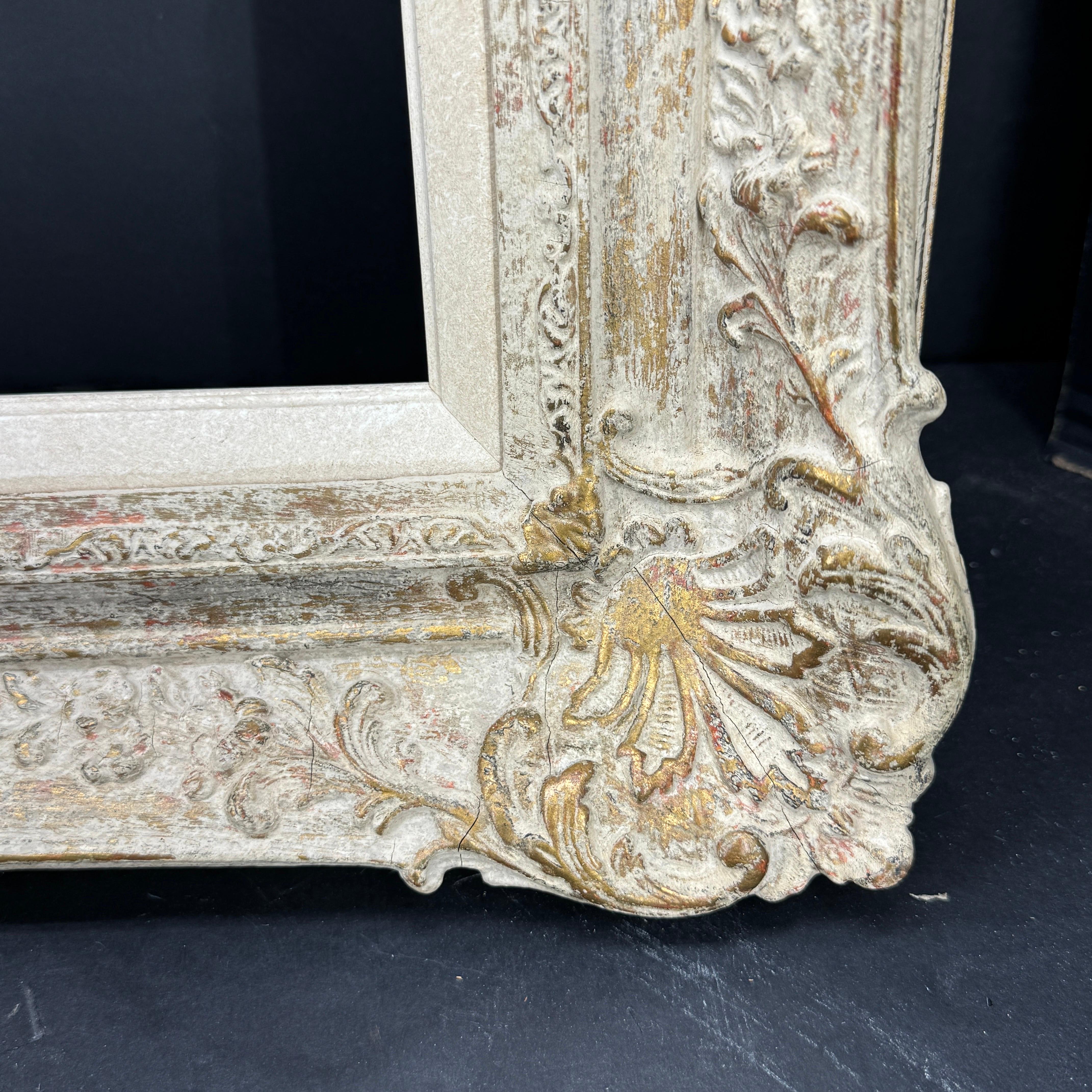 Large Rectangular French Painted Wood Gilt Art Frame For Sale at 1stDibs