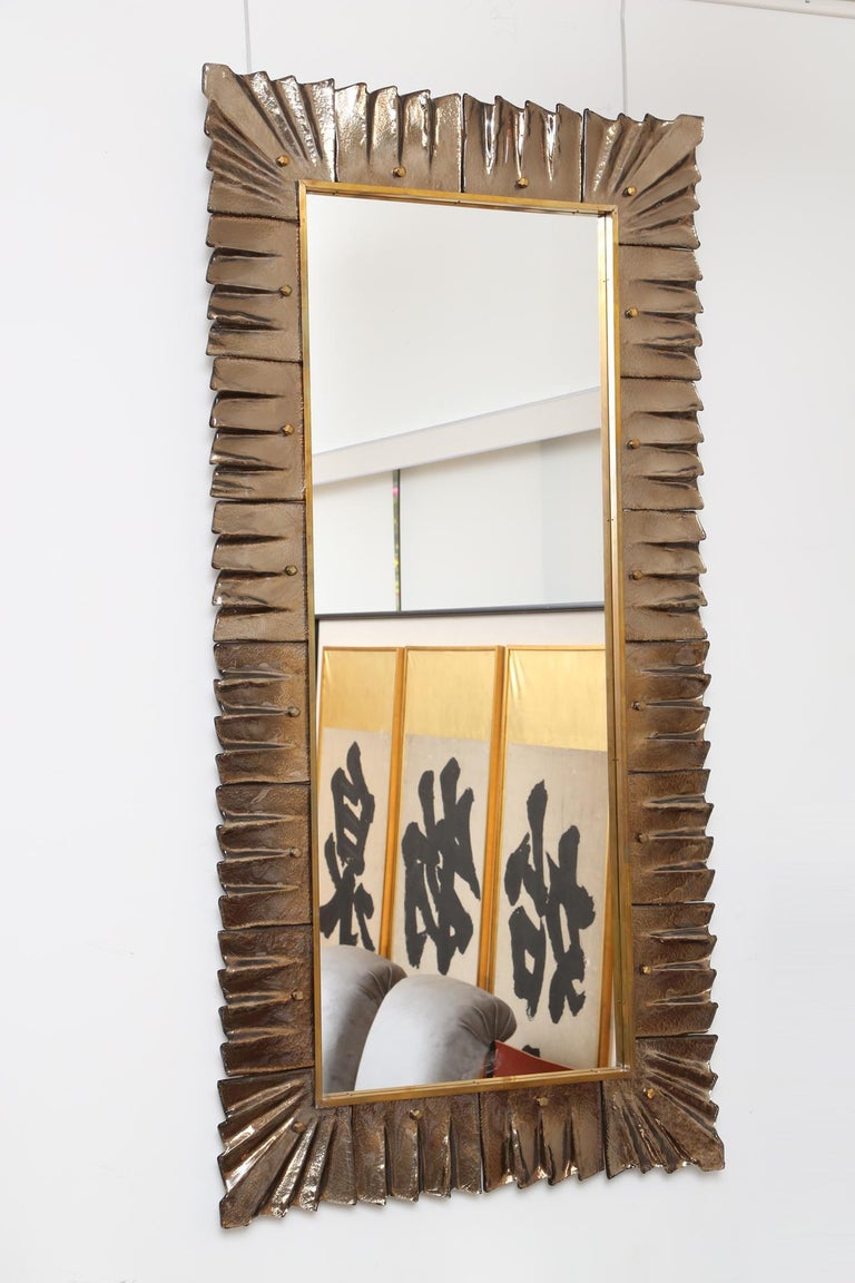 Large Murano Amber Bronze Glass Mirror, In Stock at 1stDibs | amber ...