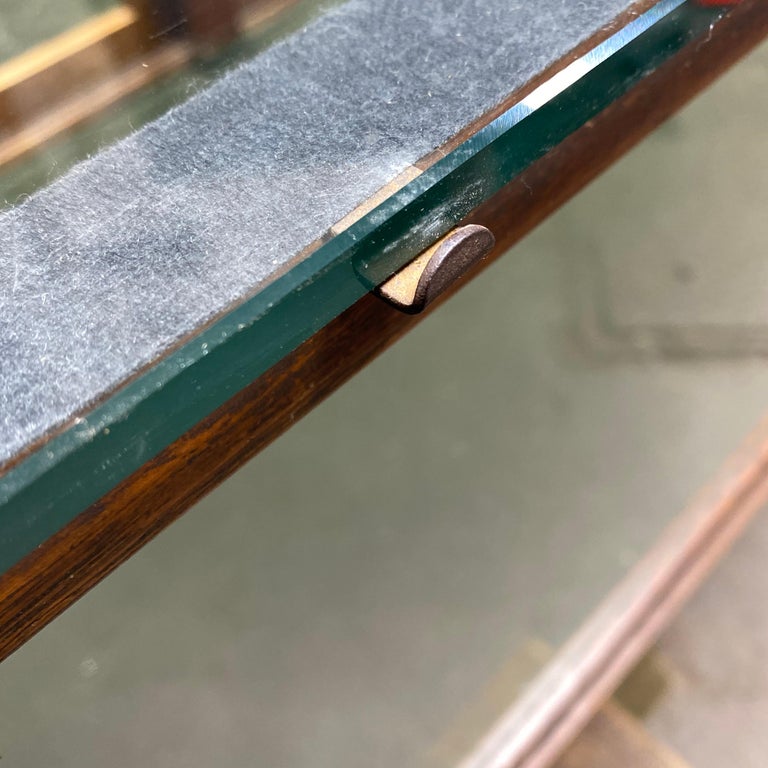 Large Rectangular Oak And Glass Display Case Cabinet On Cast Lion Feet ...