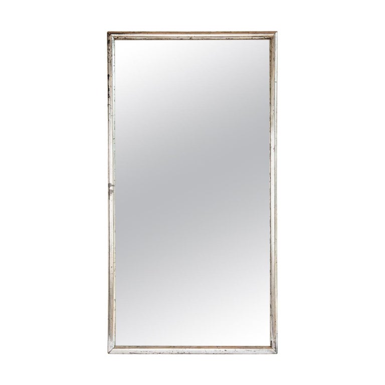 Large Rectangular Silver Mirror with Original Glass For Sale at 1stDibs