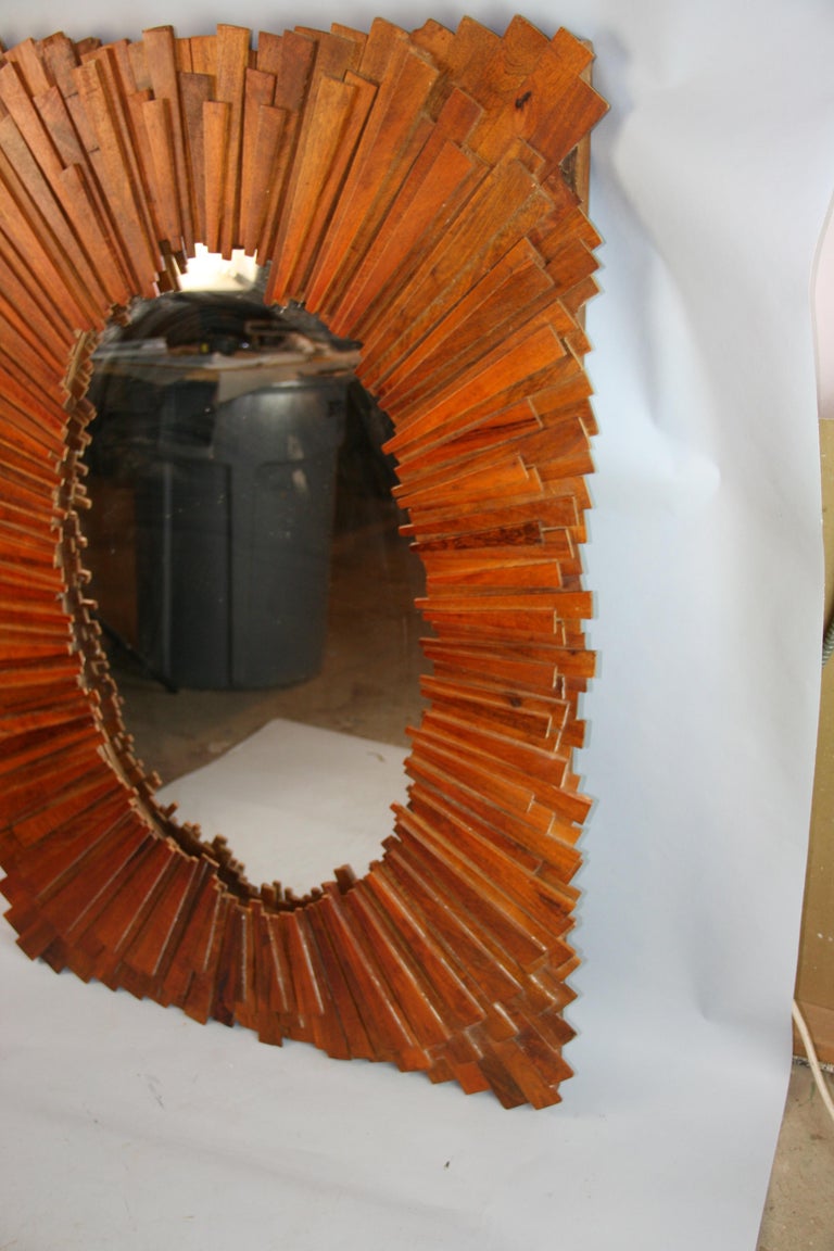 Large Rectangular Wood Sunburst Mirror For Sale at 1stDibs