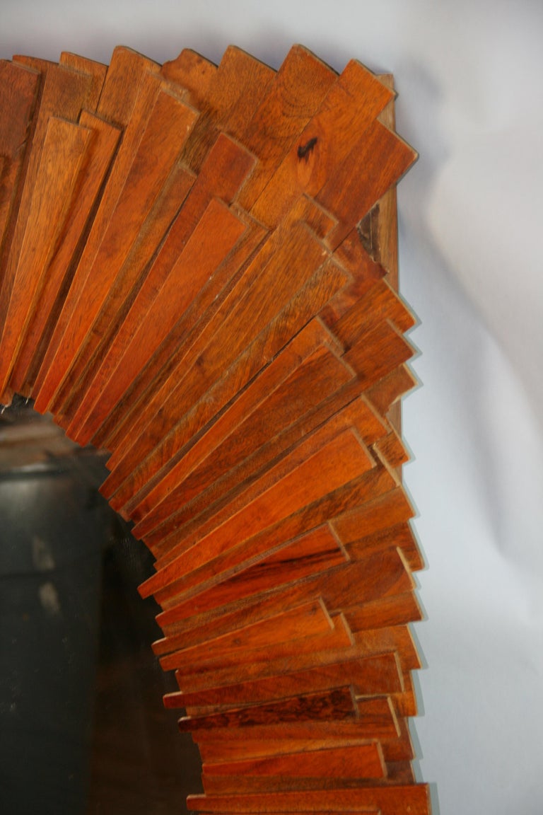Large Rectangular Wood Sunburst Mirror For Sale at 1stDibs