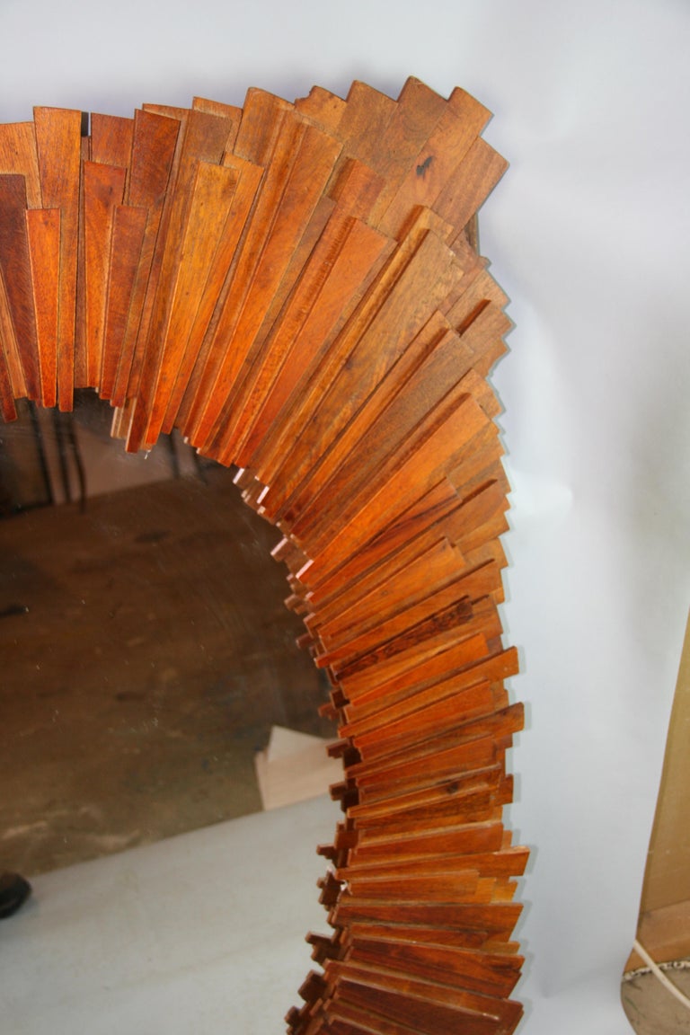 Large Rectangular Wood Sunburst Mirror For Sale at 1stDibs