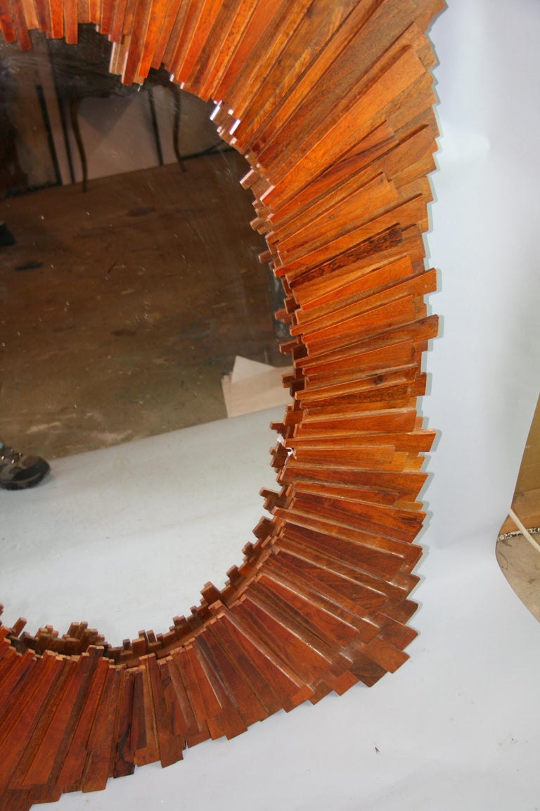 Large Rectangular Wood Sunburst Mirror For Sale at 1stDibs