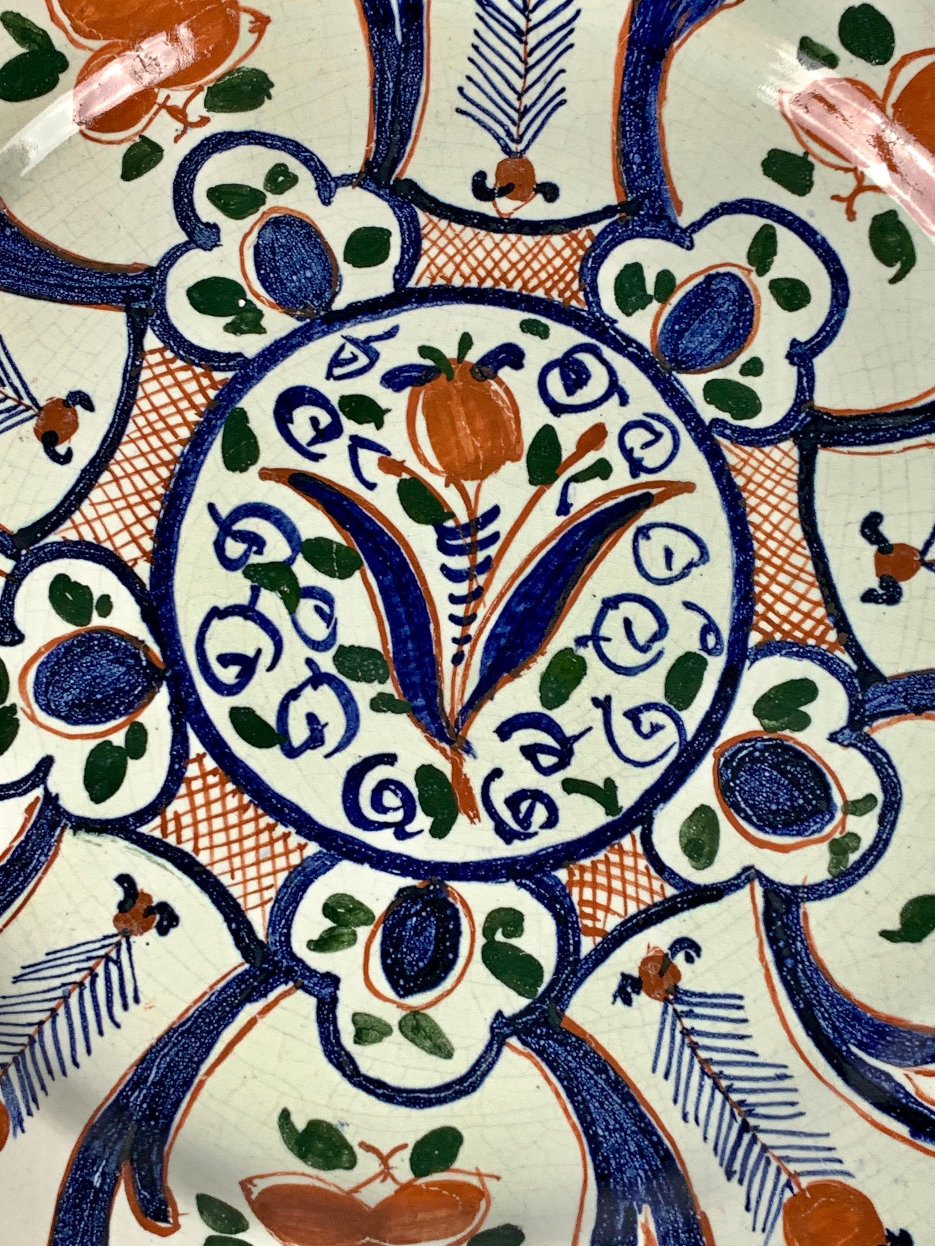 Large Red and Blue Dutch Delft Charger with Imari Colors Made Circa ...